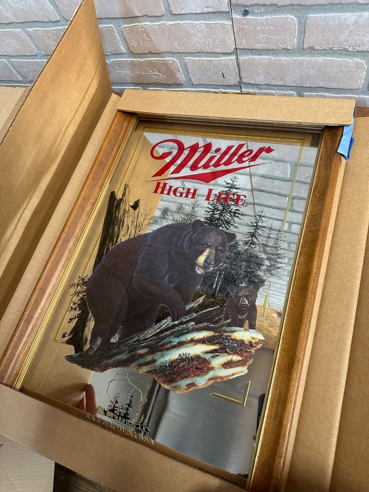 Vintage Miller High Life Beer Wildlife Mirrors NEW Set (4) w/ Box Loon Wolf ++ | eBay