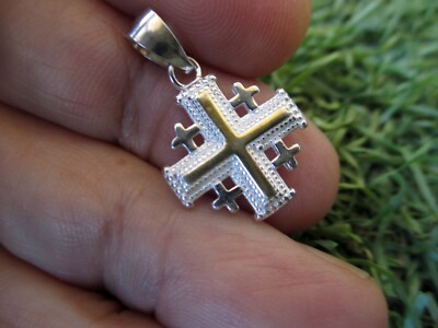 .925 STERLING SILVER GILDED JERUSALEM CRUSADERS CROSS, BLESSED IN ...