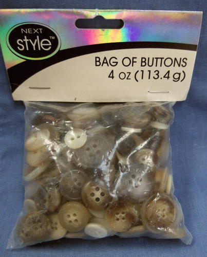 Bag of buttons, new in factory sealed package, 2-hole and 4-hole brown ...