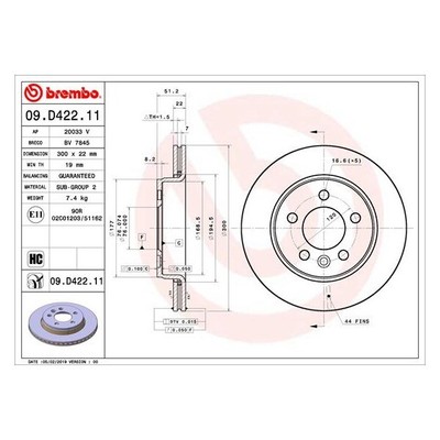 Brembo 09.D422.11 Brake Disc Rotor Pair Rear | eBay