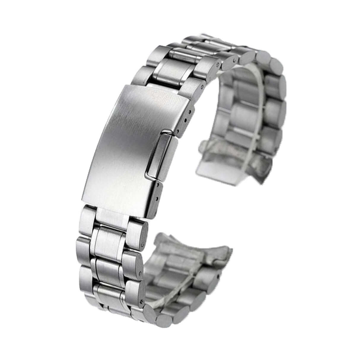 Stainless Steel Solid Links Watch Band Strap Bracelet Curved End 18 20 ...