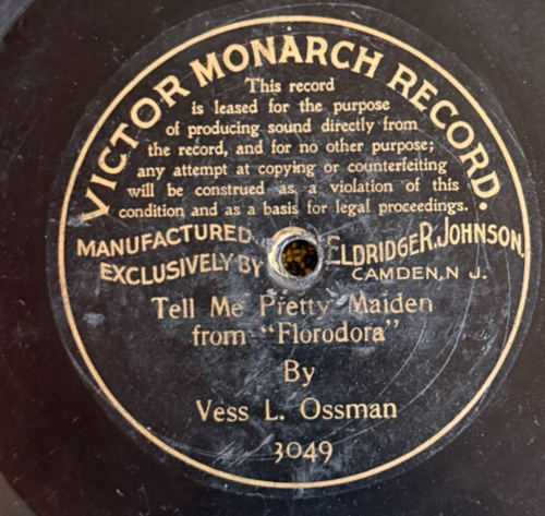 Victor Monarch 3049 Vess Ossman (BANJO) Tell Me Pretty Maiden 1901 78 rpm V | eBay