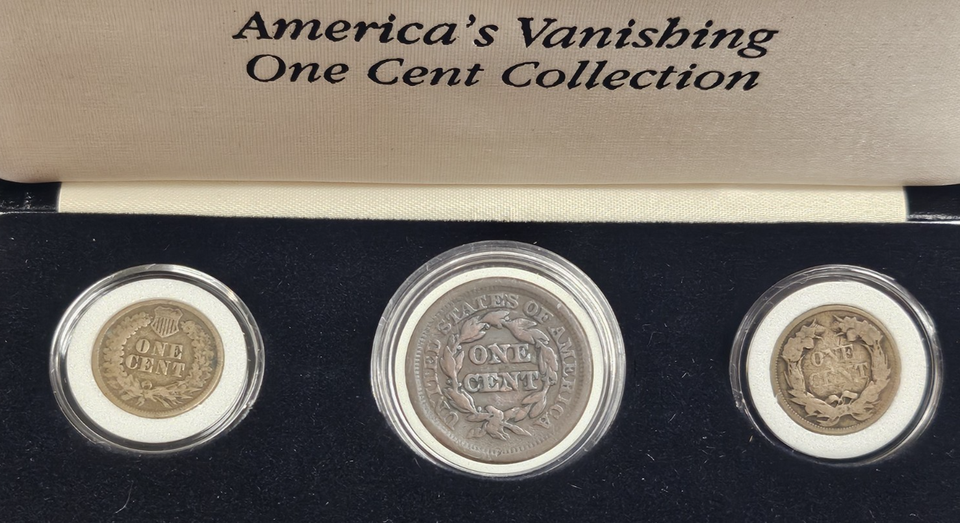 AMERICA VANISHING ONE CENT COLLECTION FLYING EAGLE, LARGE CENT, INDIAN ...