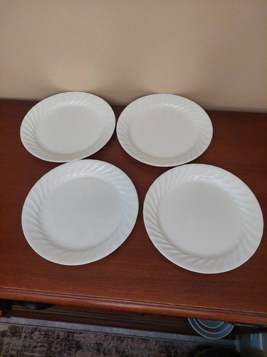 4 Corelle Enhancements White Swirl Luncheon Plates | eBay