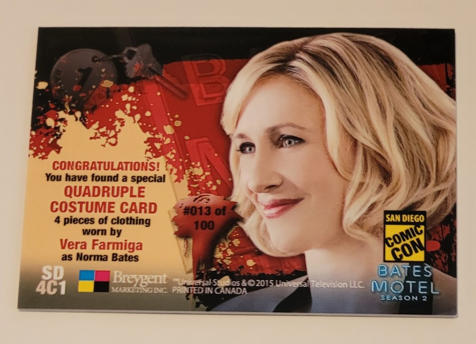 2015 Bates Motel VERA FARMIGA as NORMA BATES SD4C1 SDCC 013/100 Quad ...