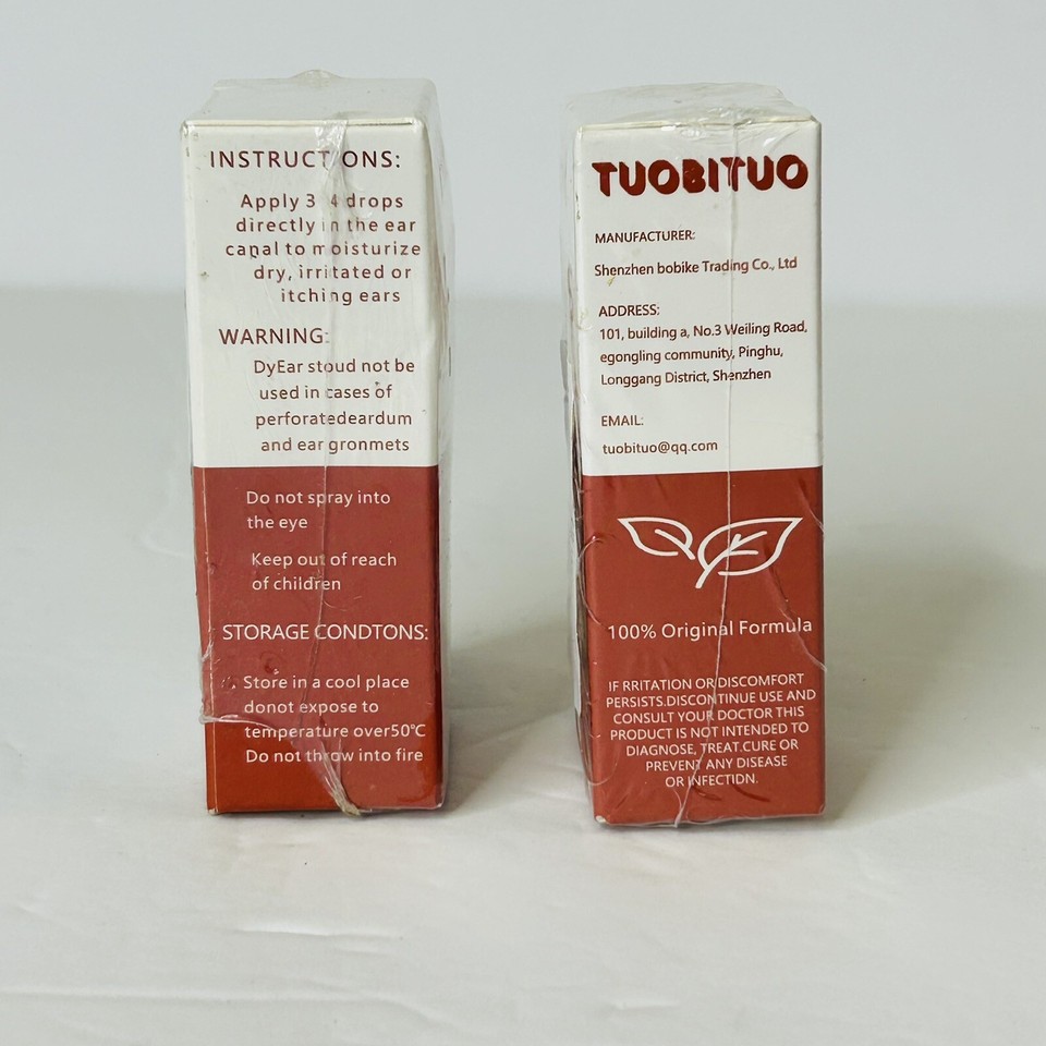 Ear Drops 2 Pk Tuobituo Earache Drops 0.33oz Each Safe Relieves Ear ...