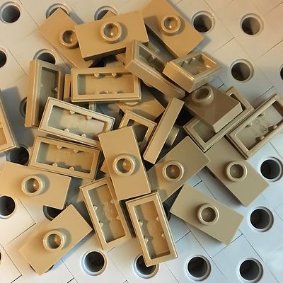 Lego New Lot Of 25 Plate Tile Dark Tan 1 x 2 with Knob Groove Centre ...