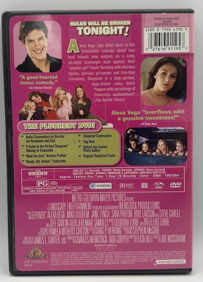 Sleepover DVD Special Edition Alexa Vega Mika Boorem Free Shipping 2004 ...