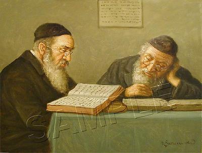 2 VINTAGE JEWISH RABBIS TALMUD TORAH CANVAS JUDAICA ART | eBay