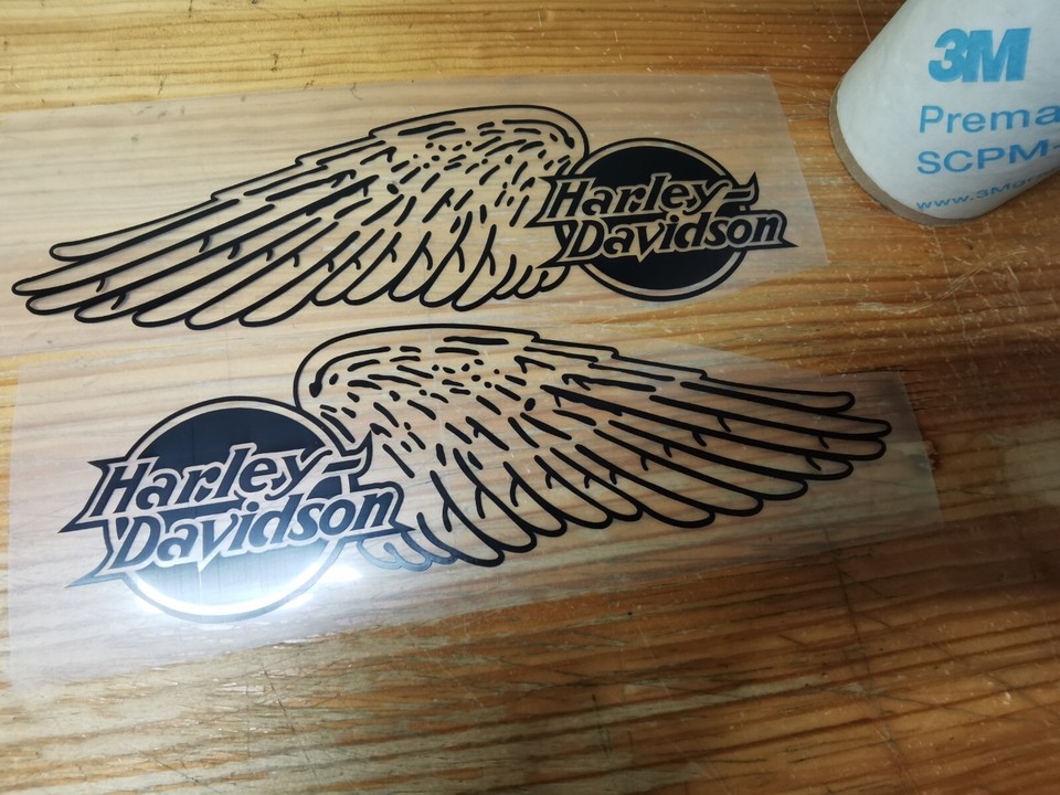 Harley Davidson wings black fuel tank decal set X2 stickers stickers ステ ...