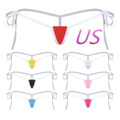 Sexy Women T-back Bikini Mini Thongs Low Rise Tie-Side G-String Micro ...
