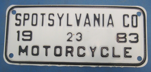 1963 Spotsylvania County Virginia motorcycle license plate | eBay