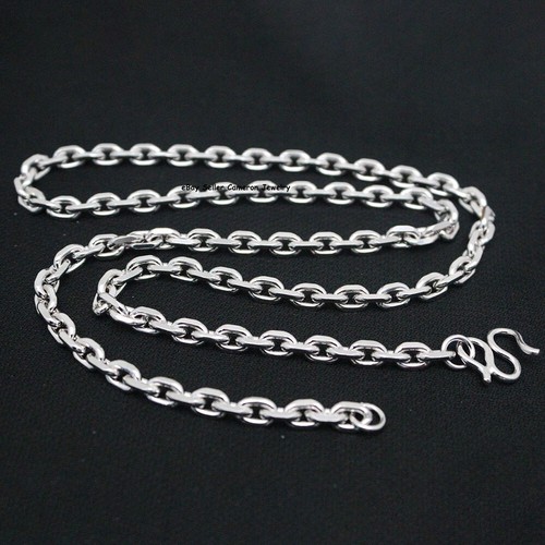 Pure S925 Sterling Silver Chain Men 5mm Square O Link Necklace 21.6inch ...