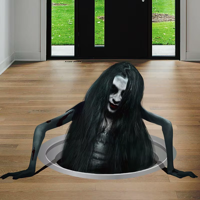 3D Floor Wall Stickers Scary Ghost Halloween Removable Interior ...