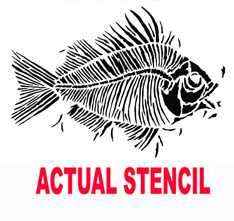 Prehistoric Large Fish Fossil Stencil - DIY Raised Plaster Stencil ...