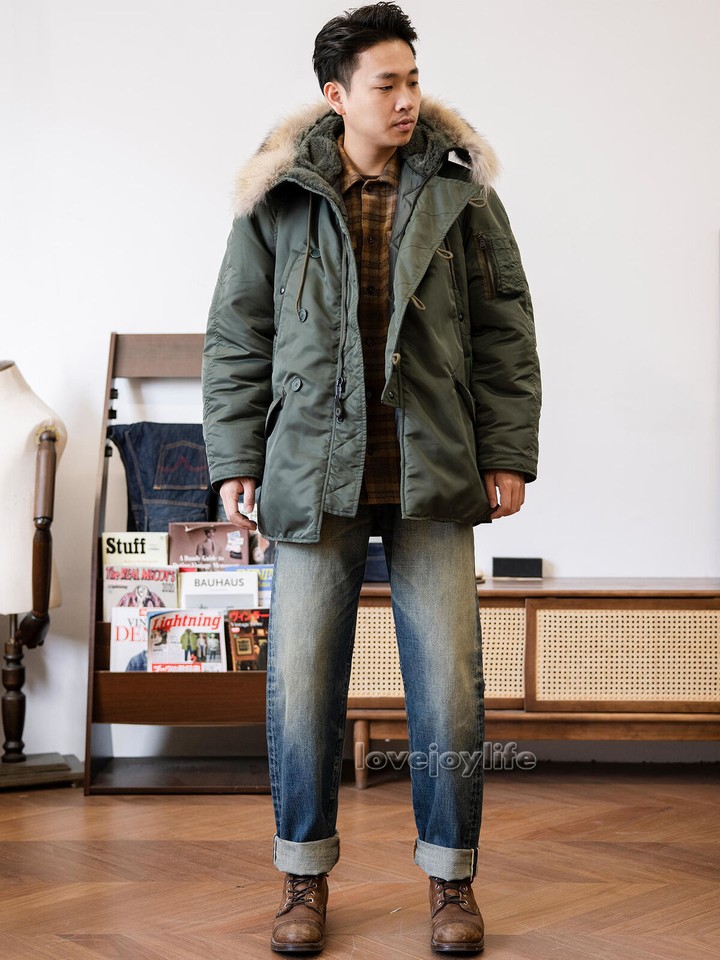 Red Tornado Winter Warm Waterproof Flight Jacket Hooded Men's Wool Coat ...