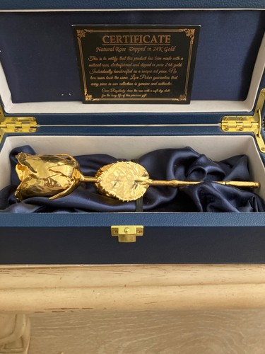 24K Golden Rose Flower Gold Dipped Rose 24K Forever Rose with Gift Box ...