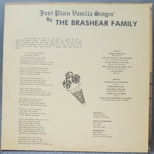 BRASHEAR FAMILY Just Plain Vanilla Singin' LP Rare GOSPEL BUY 2, GET 1 ...