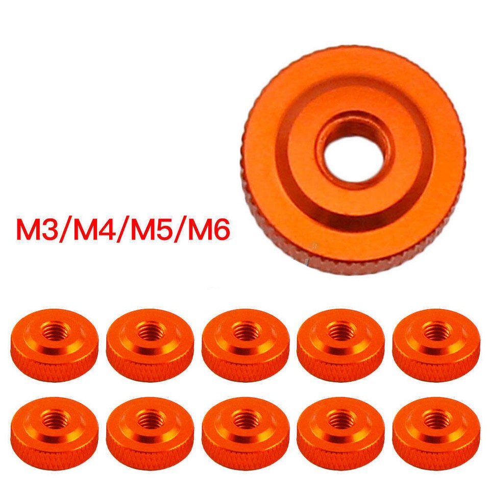 M3 M4 M5 M6 Anodized Aluminum Alloy Screw Nut Round Flat Thin Knurled ...