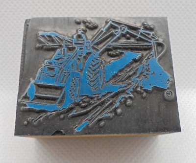 Vintage Printing Letterpress Printers Block Tractor Digging Hole | eBay