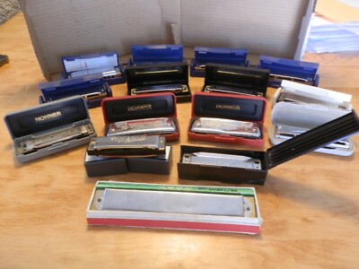 15 HARMONICAS DIFFERENT MAKERS,ALL IN EX COND,NEW AND USED IN CASES | eBay