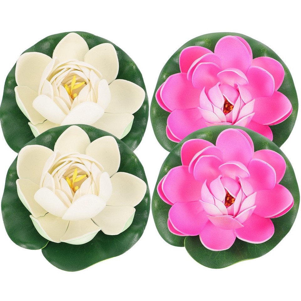 4pcs Highly Simulation Lotus-flower Pond Floated Lotus-flower Model ...