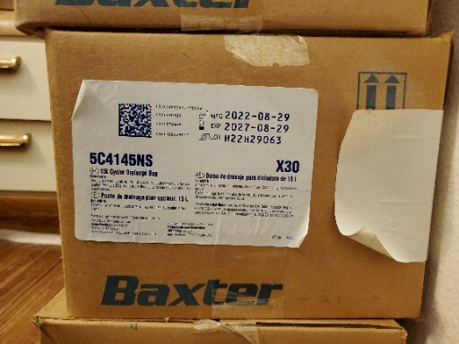 Baxter Cycler Drainage Bags Case Of 30 For PD Kidney Dialysis 5C4145NS ...