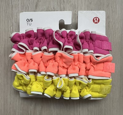 Lululemon Skinny Reflective Scrunchie 3 Pack Sonic Pink Sunset Yellow ...