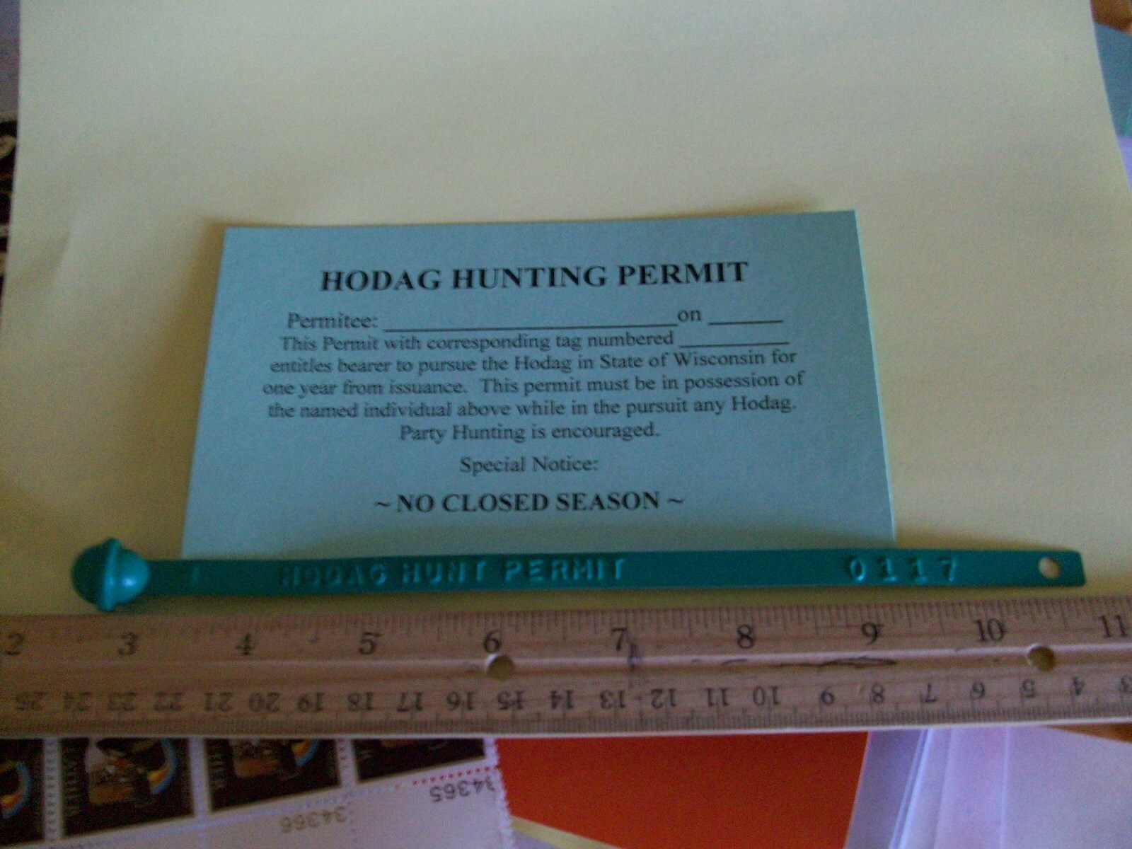 HODAG HUNTING PERMIT Rhinelander WI with leg tag: deer registration ...