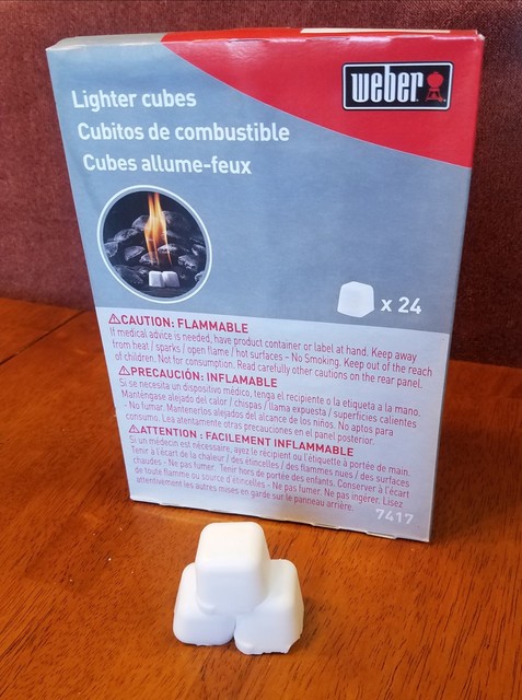24 Pc Weber Fire Starter Lighter Cubes Grill BBQ Smokeless Charcoal ...