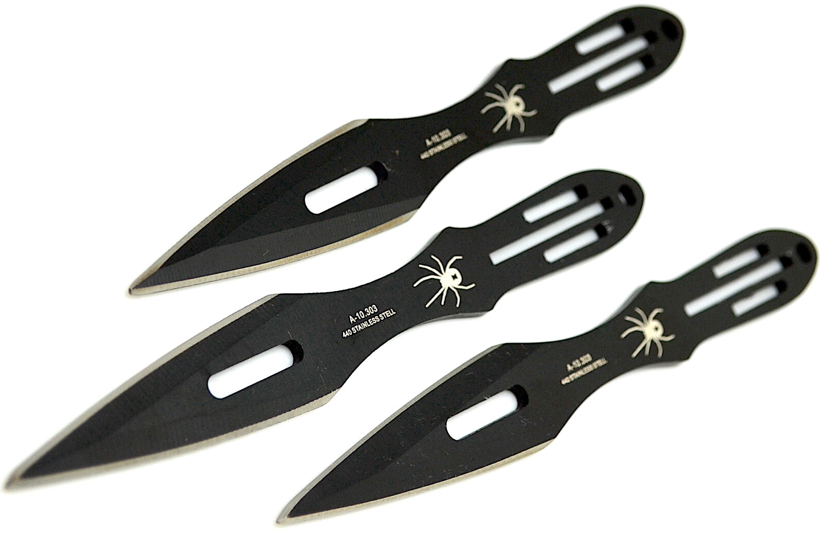 6 1/2" NEW 3 Pc AEROBLADES Black WIDOW THROWING KNIVES Throw Knife ...
