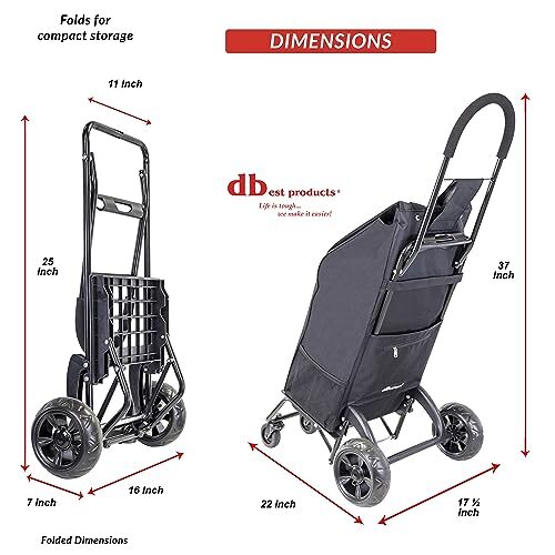 D Products Trolley Dolly Rover With Bag 4 Wheeled Grocery Shopping Cart ...