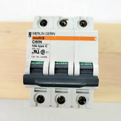 10 AMP. MERLIN GERIN 3 POLE CIRCUIT BREAKER ; MULTI 9 , C60N , 10A-TYPE C 480VAC | eBay