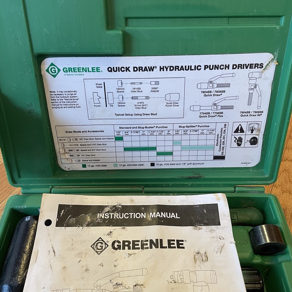 Greenlee 7906SB Quick Draw 90 Hydraulic Knockout Punch Kit 1/2" - 2 ...