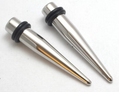 Pair Steel Tapers ear stretching gauges expanders 14g 12g 10g 8g 6g 4g ...