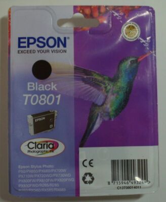 Epson T0801 Tinte black für Stylus Photo R265 R285 R360 RX560 RX685 ...