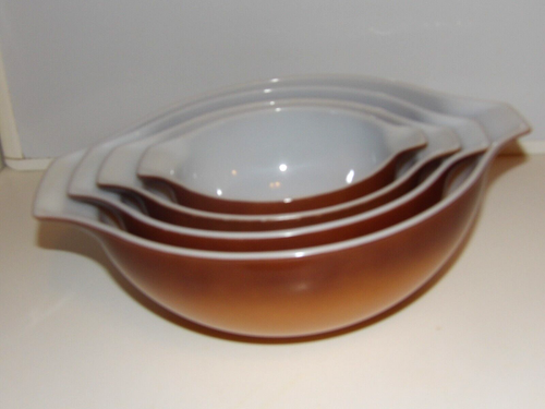 Pyrex 441 442 443 444 Full Set of 4 Old Orchard Cinderella Mixing Bowls ...