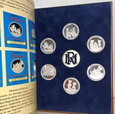1990 WALT DISNEY PINOCCHIO 50TH ANNIVERSARY 6 X 1 OZ .999 SILVER PROOF ...