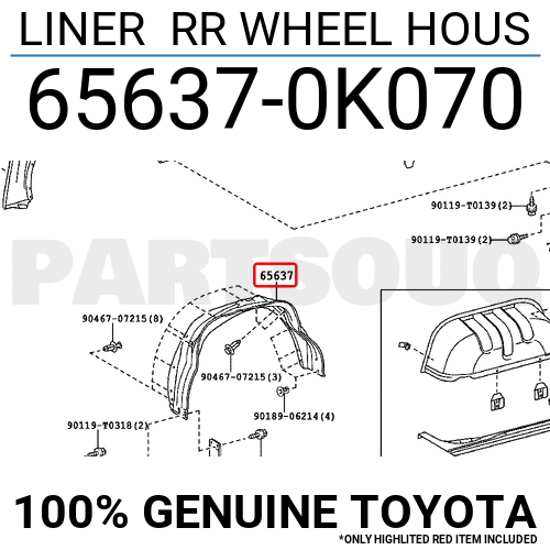 656370K070 Genuine Toyota LINER RR WHEEL HOUS 65637-0K070 | eBay