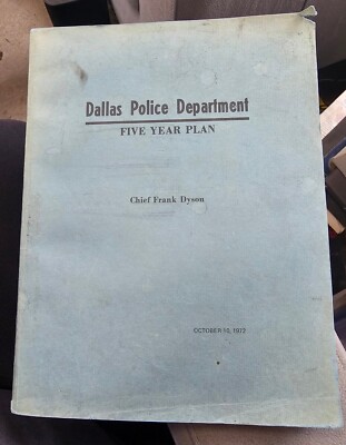 Vintage Dallas Police Department 5 Year Plan Book DPD 1972 History ...