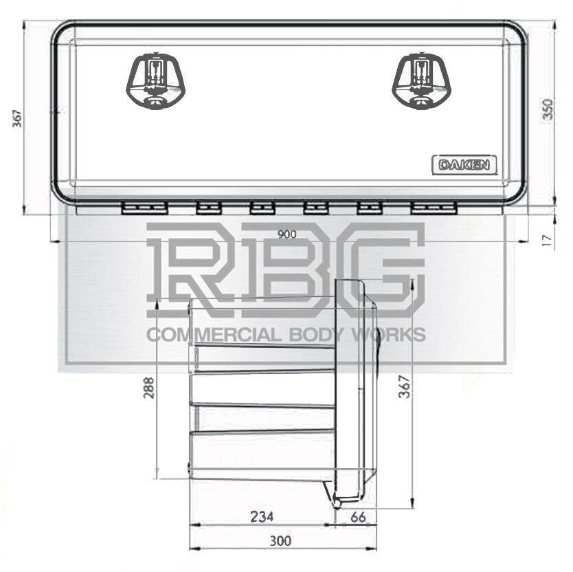 DAKEN Toolbox JUST 900 x 367 x 300 Lorry Side Locker Truck Storage Box ...