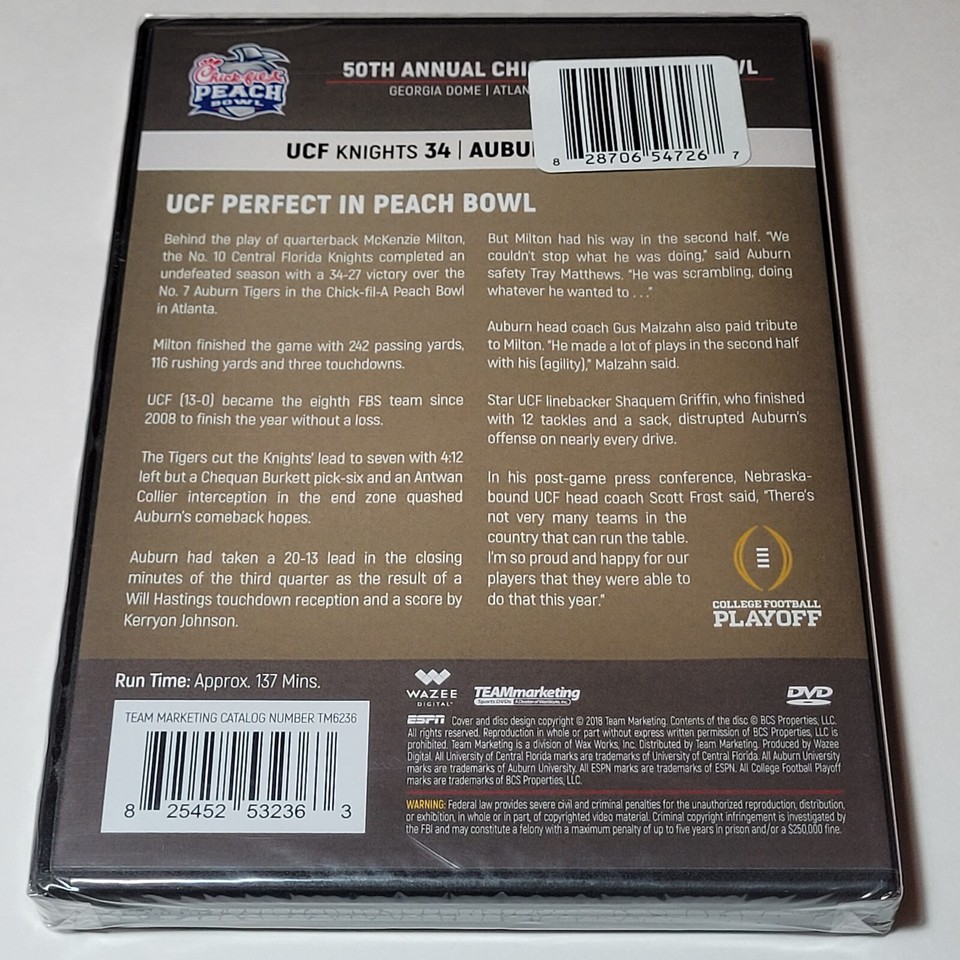 2018 CFP Chick-Fil-A Peach Bowl UCF beats Auburn DVD New Free 1-Day Shipping 825452532363 | eBay