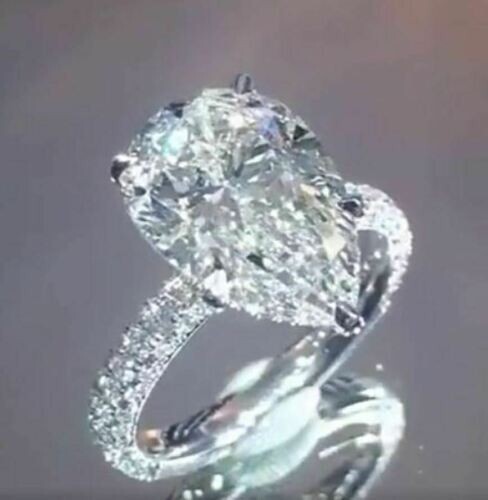 4.11CT Pear Cut Simulated Diamond Engagement Wedding Ring 925 Silver Gold Finish | eBay