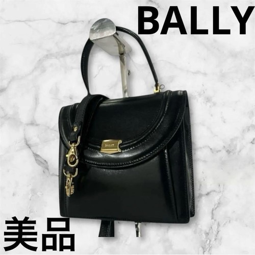 BALLY Handbag Shoulder Bag Gold Hardware Leather Black From Japan ...