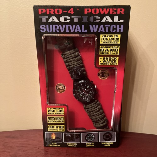 Pro-4 Tactical 6 In 1 Survival Watch- Paracord, Compass, Temp & More | eBay
