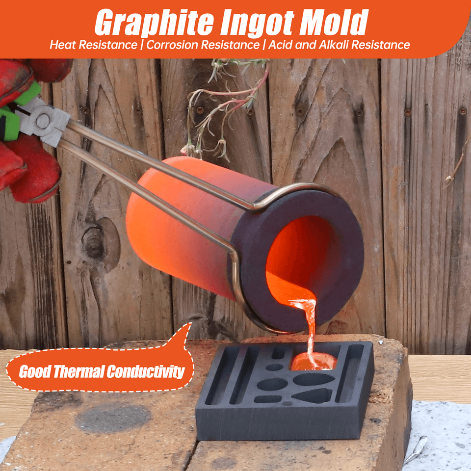 TOAUTO 5KG Electric Gold Melting Furnace Crucible Graphite Ingot Mold ...