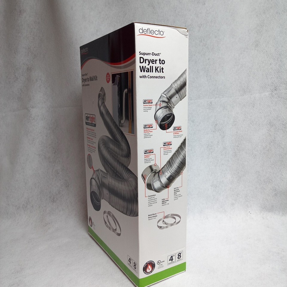 Deflecto Dryer Vent Hook Up Kit Air Tight 4 in. Pipe and Semi Rigid ...