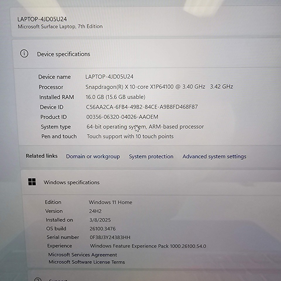 Microsoft Surface Laptop 7 2036 13.8" Snapdragon X Plus X1P64100 16GB ...