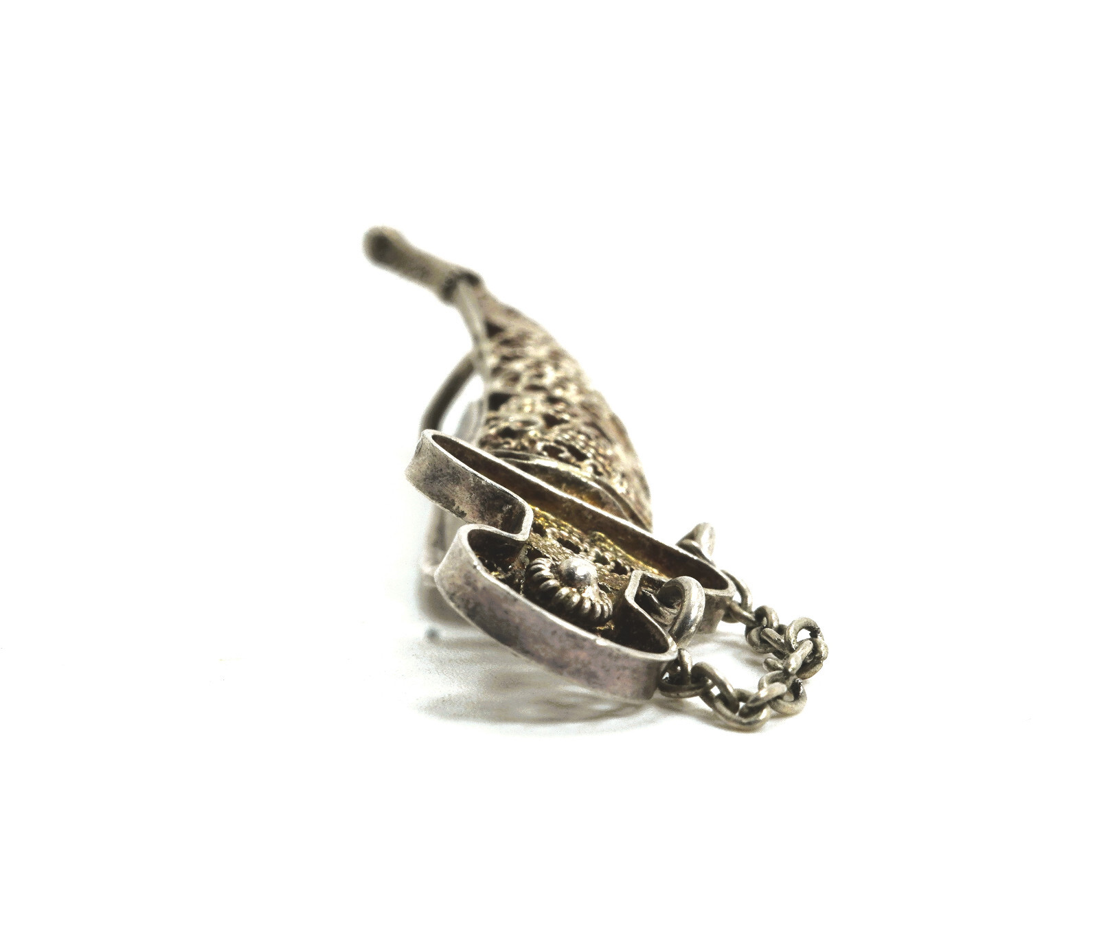 Vintage Silver Filigree Sword In A Sheath Brooch Mark… - Gem