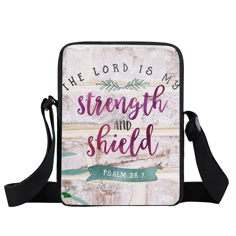 Bible Verse He Will Sustain You Print Shoulder Bag Women Classic Bible ...